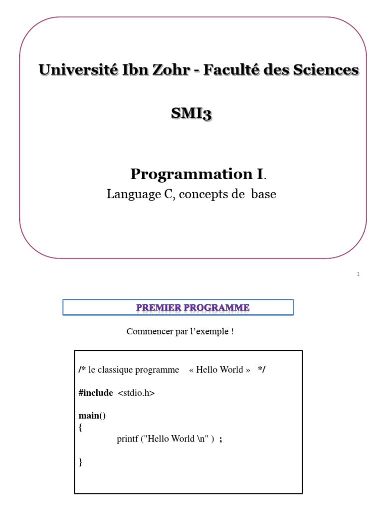 Cour Programmation 1 Complet | PDF | Variable (informatique) | Pointeur ...