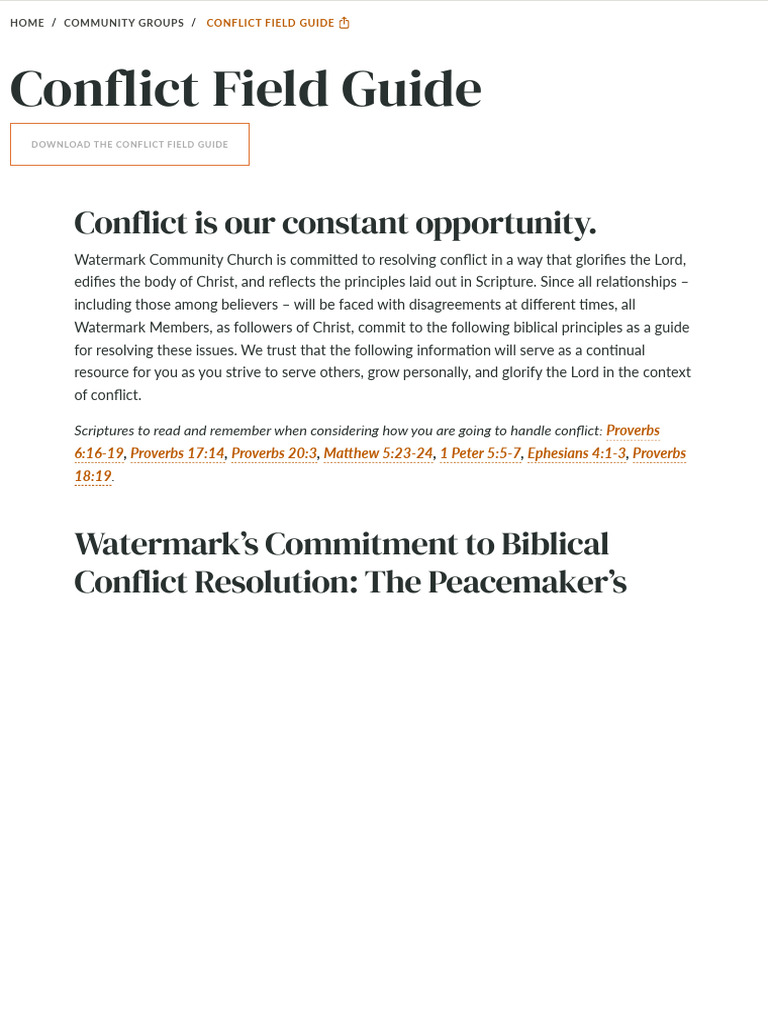 Conflict Field Guide - Watermark Community Church | PDF | Forgiveness | Jesus