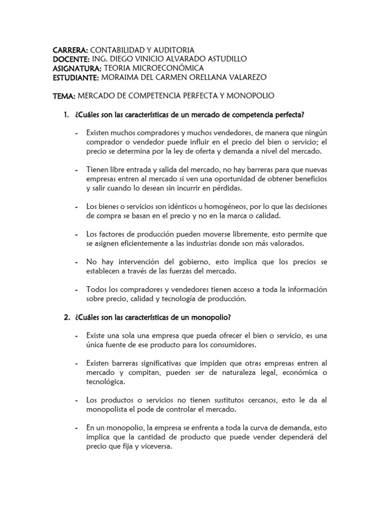 Tarea Actividad Suplementaria | PDF | Monopolio | Mercado (economía)