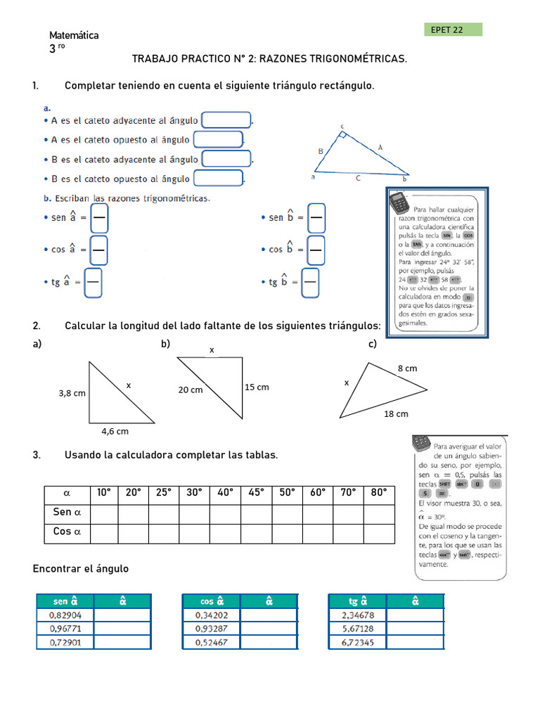 TP 2 Pitágoras y Raz Trigon 2024,3d | PDF | Triángulo | Trigonometría