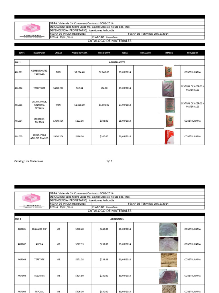 catalogo de materiales | PDF | Unión | Materiales de construcción