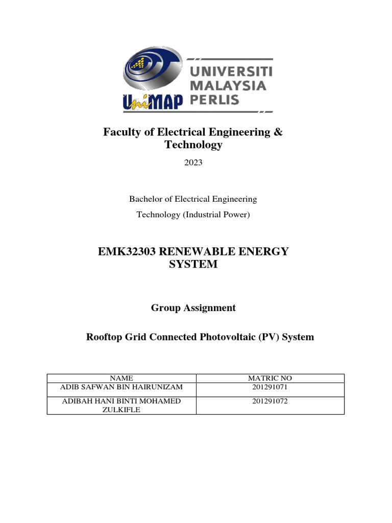 Assignment (Renewable Energy) | PDF | Photovoltaics | Photovoltaic System