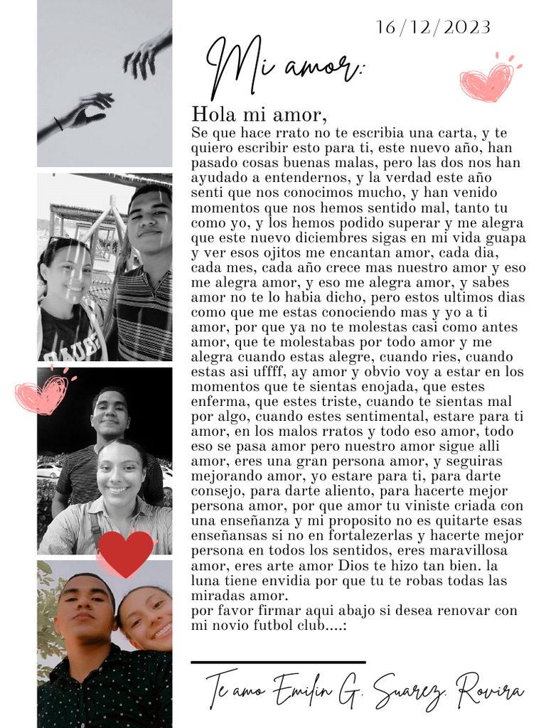 Documento A4 Para Imprimir de Carta de Amor Con Fotografías Para Celebrar Una Fecha Especial en ...