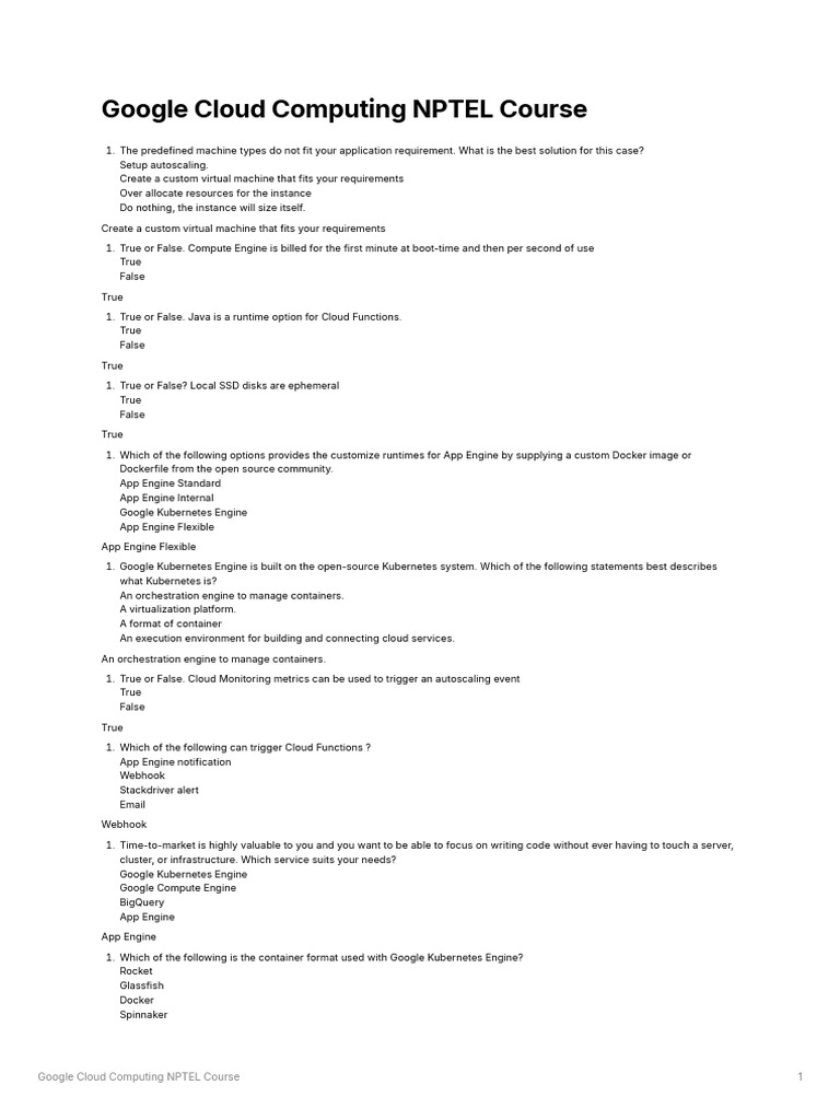 Cloud Nptel Answers | PDF | Cloud Computing | Computer Network Cloud Nptel Answers | PDF | Cloud Computing | Computer Network
