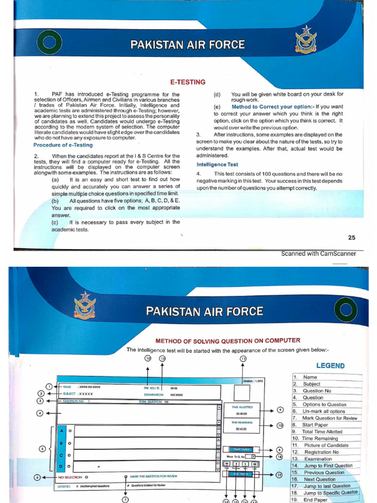 E-Testing Pakistan Airforce | PDF