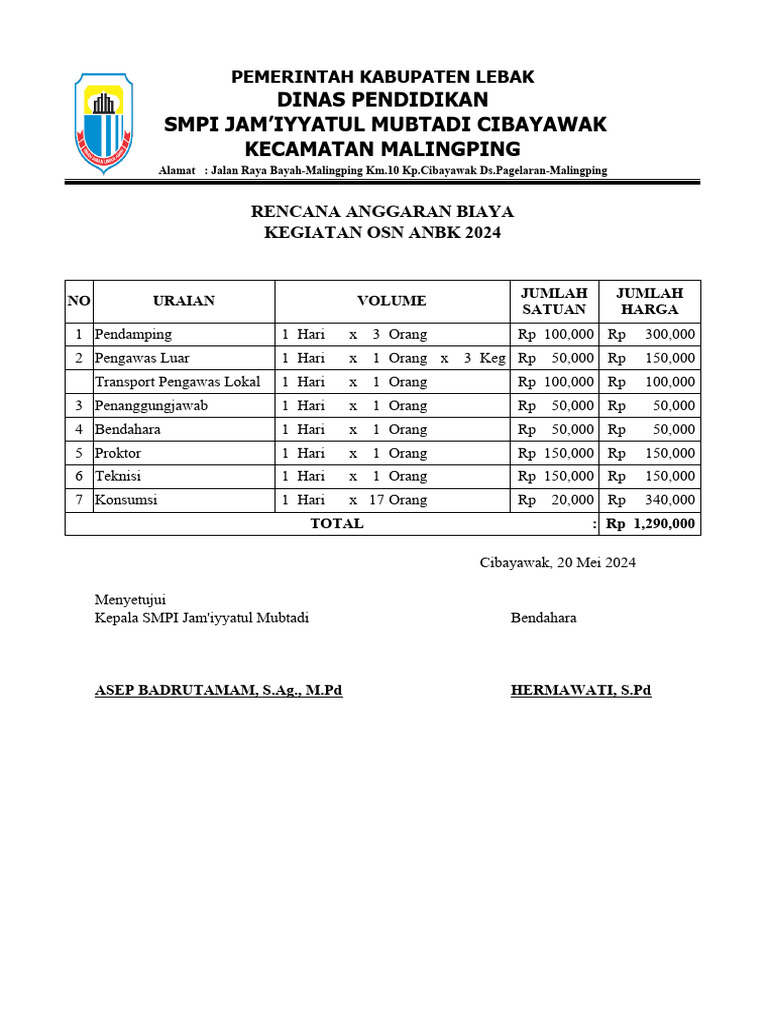 Contoh Rab Osn Anbk | PDF