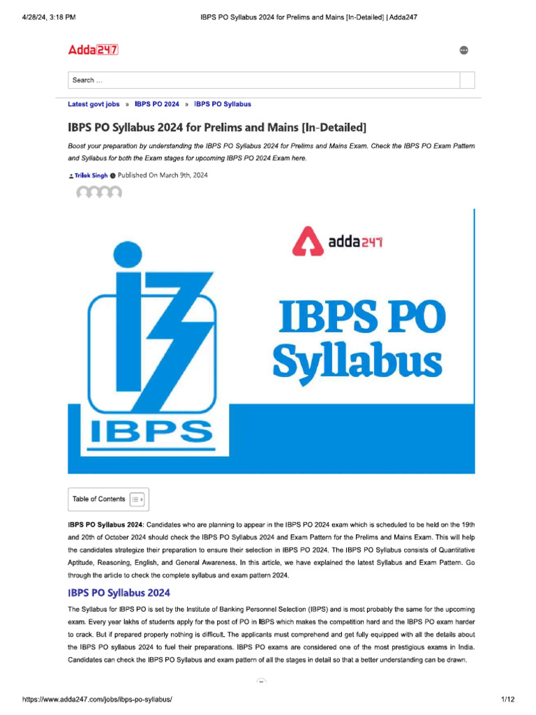 Ibps Po Syllabus | PDF
