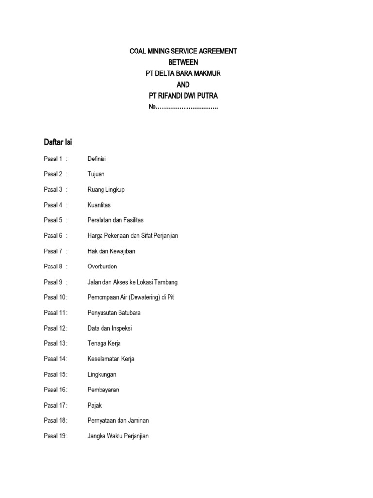 Draft Mine Contractor DBM Dan RDP | PDF