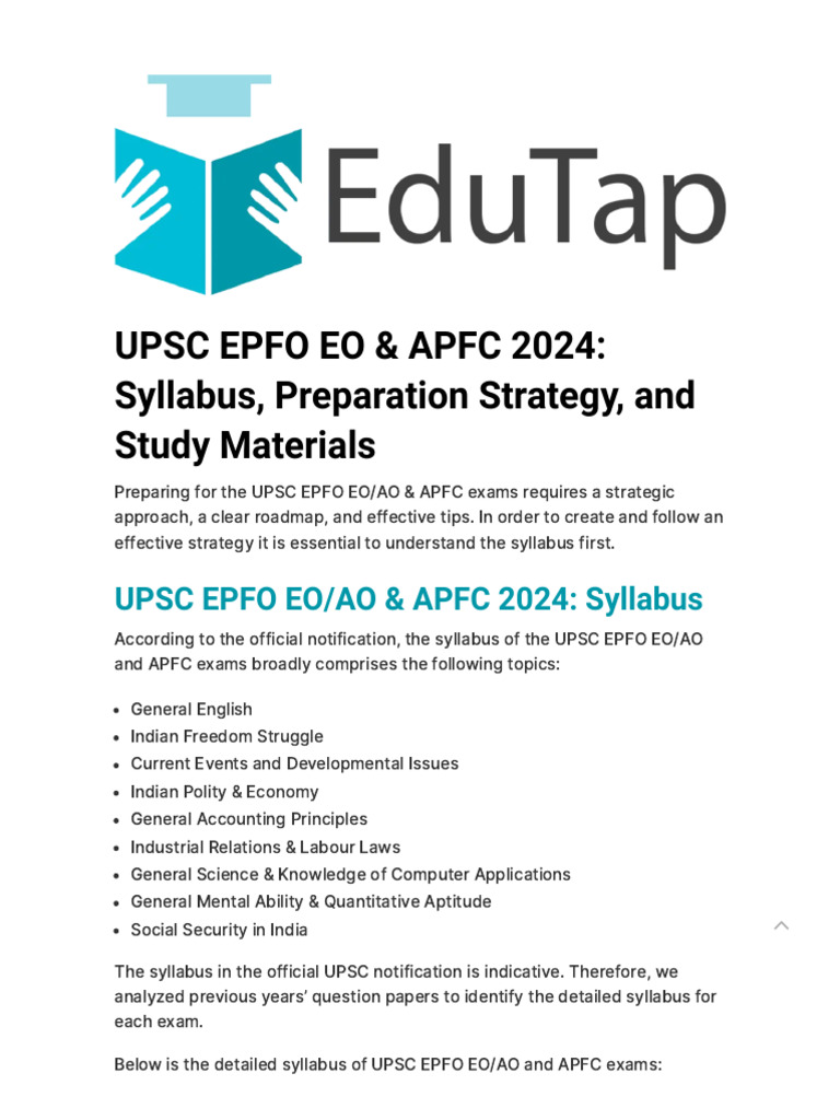 UPSC EPFO EO & APFC Syllabus 24 | PDF | Monetary Policy | Insurance