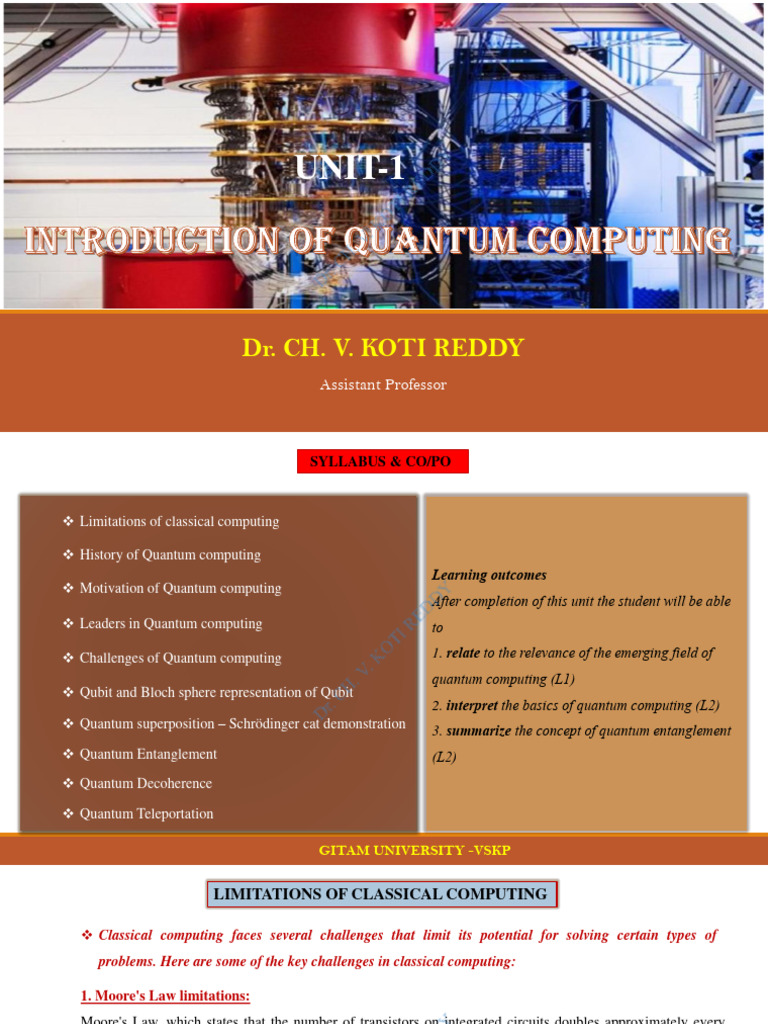 Quantum Computing Unit-1 | PDF | Quantum Computing | Quantum Entanglement