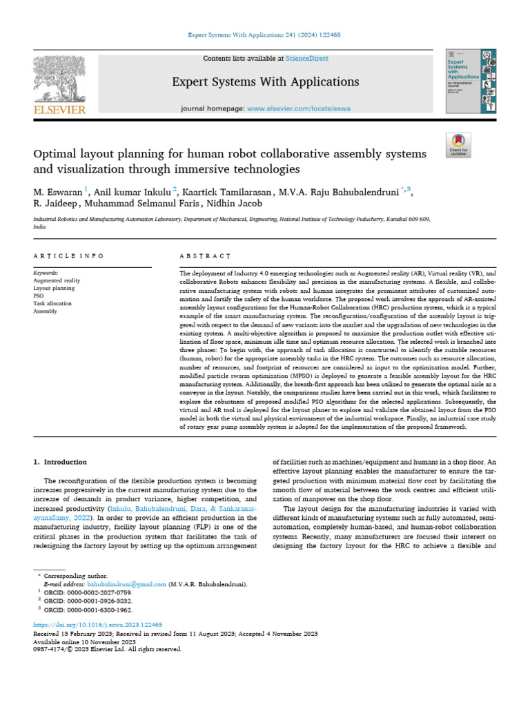 Optimal-layout-planning-for-human-robot-collaborative-as_2024_Expert-Systems | PDF | Augmented ...
