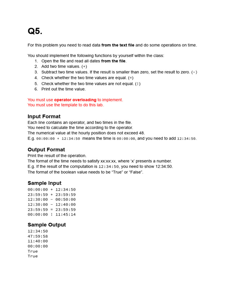 Time Operations with Overloading | PDF | Teaching Methods & Materials | Computers