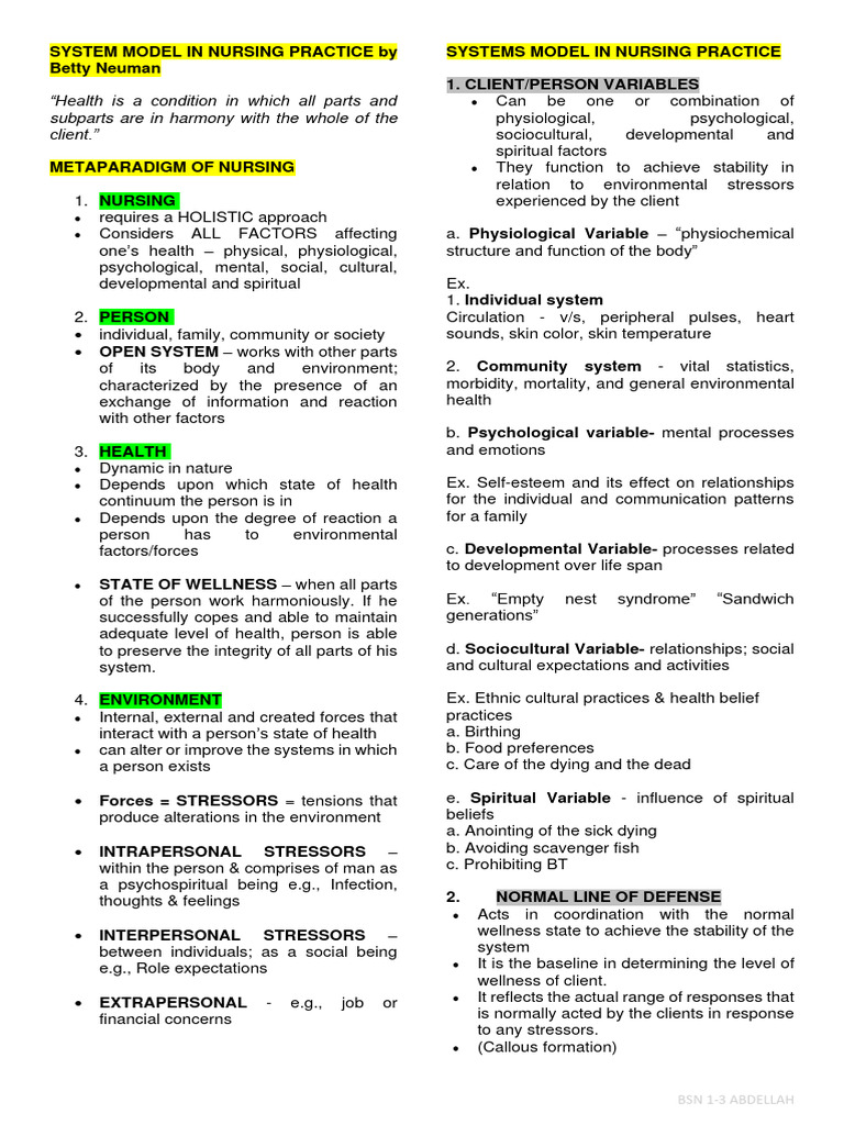 Betty Neuman - System Model in Nursing Practice | PDF | Preventive ...