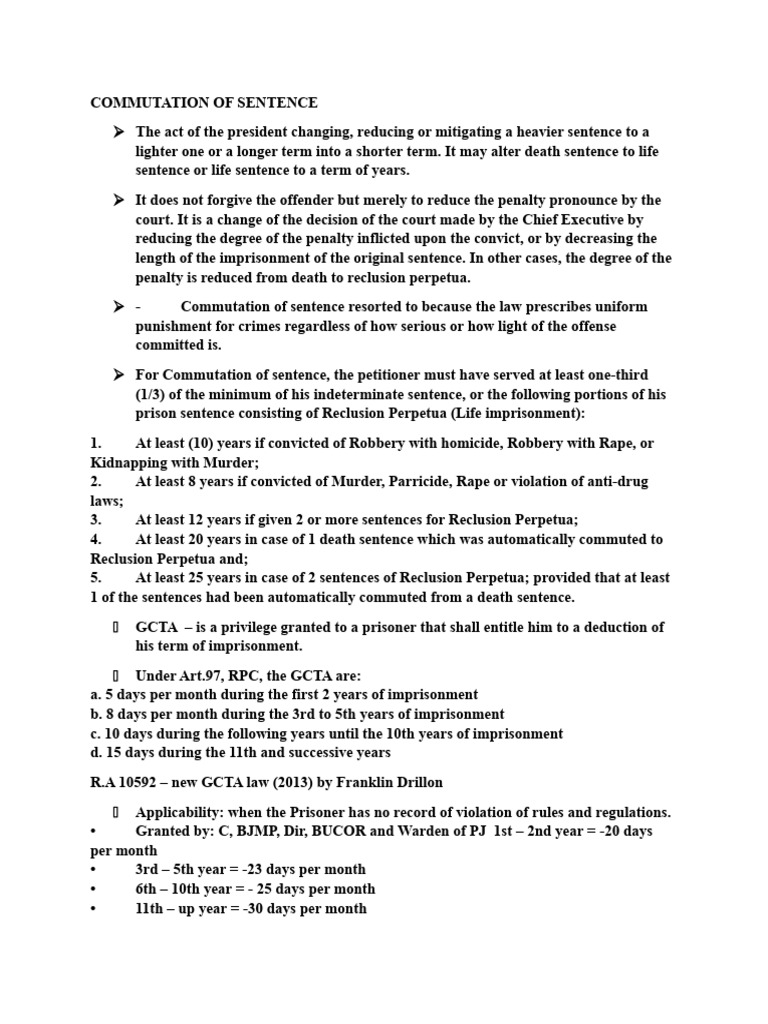 Commutation of Sentence | PDF | Pardon | Life Imprisonment