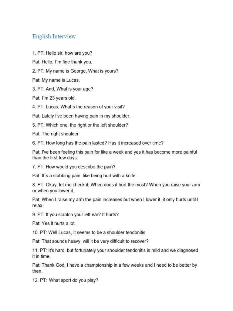 English Interview | PDF