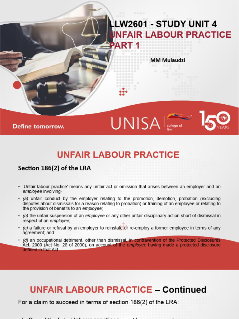 Llw2601 Study Unit 4 Powerpoint Lesson Part 1 | PDF | Labor Relations ...