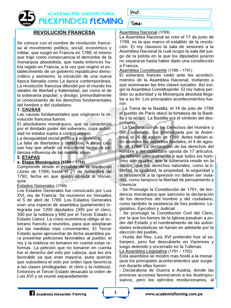 Rev Francesa | PDF | revolución Francesa | Reino del terror