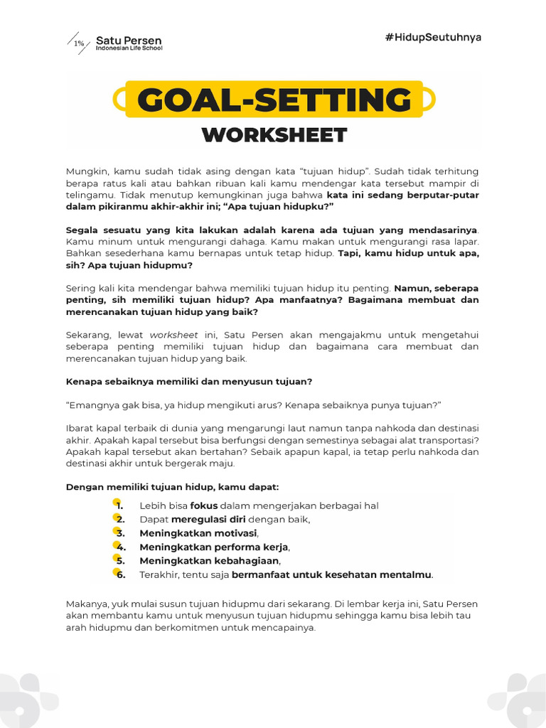 Worksheet Design - Goal-Setting | PDF