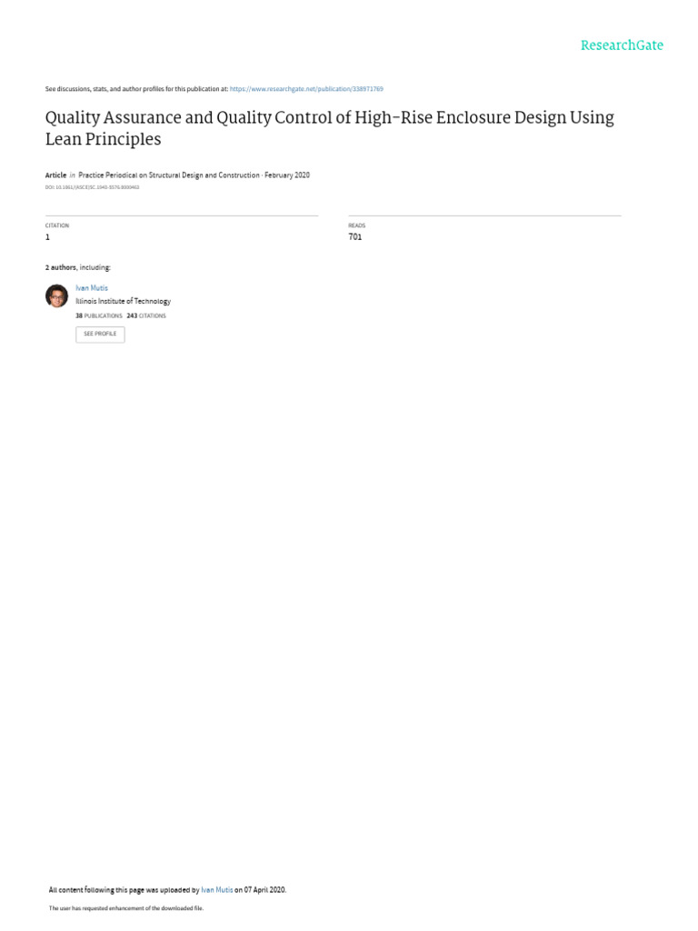 QA and QC of High Rise Enclosure Design Using Lean Principles | PDF | Lean Manufacturing ...