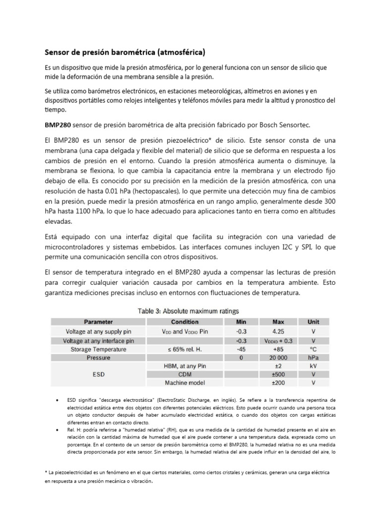 Sensor de Presión Barométrica | PDF | Sensor | Medida de presión