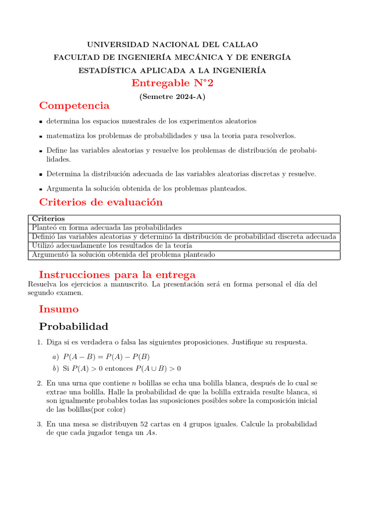 Entregable 2 2024 A Estadistica | PDF | Probabilidad | Variable aleatoria