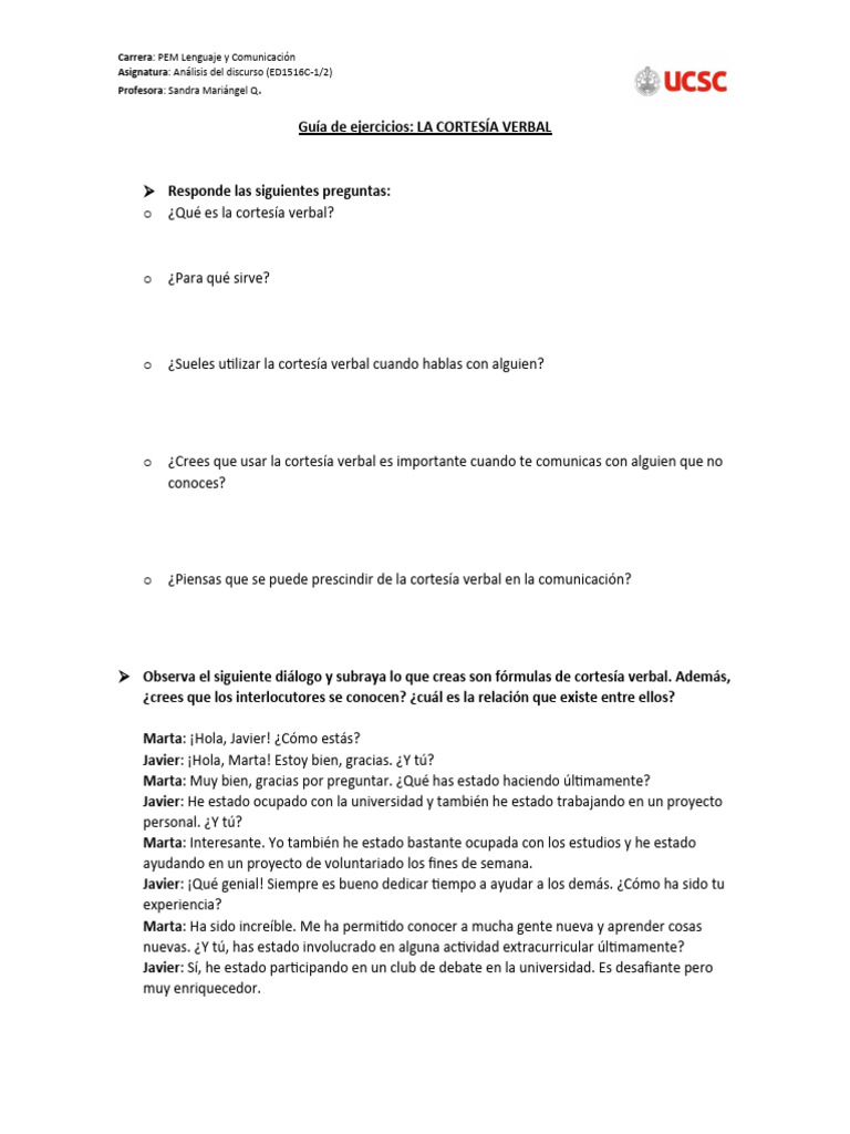 Cortesía Verbal en Diálogos Comunes | PDF
