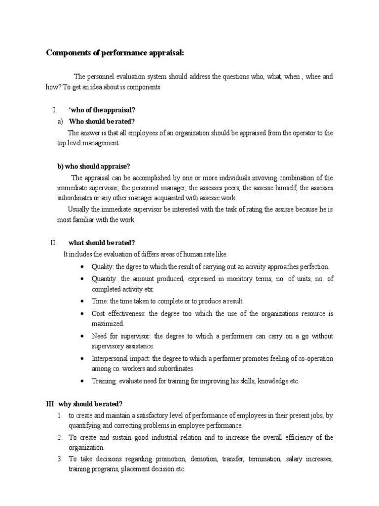 A Comprehensive Overview of Performance Appraisal Components, Methods ...