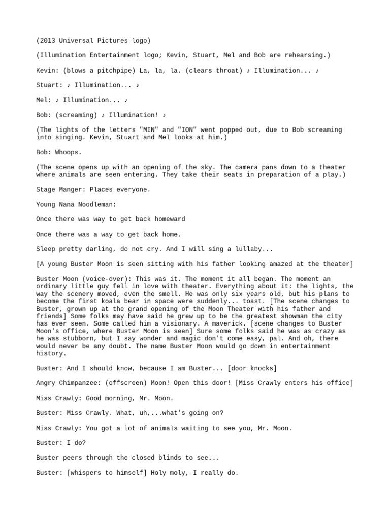 The Intire Sing (Movie) Script | PDF