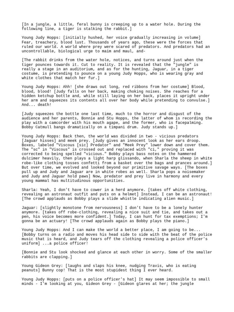 The Intire Zootopia Script | PDF