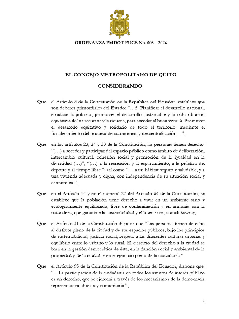 Ord-003-2024-Pmdot-Pugs - Actualización | PDF | Planificación | Sustentabilidad