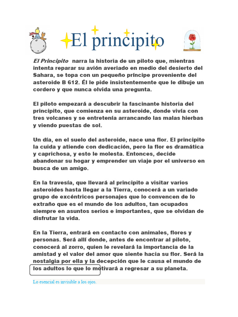 El Principito Resumen | PDF | El Principito