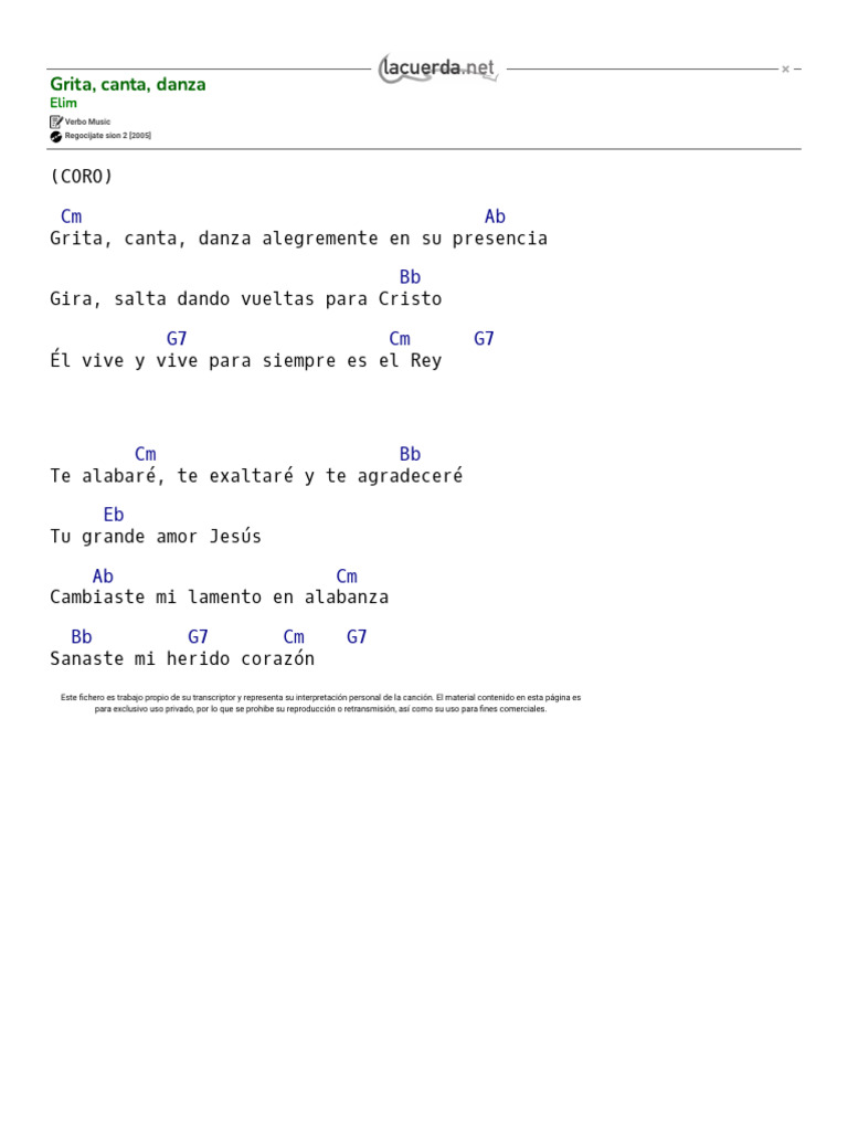 Grita, Canta, Danza, (Cm) Elim_ Acordes | PDF