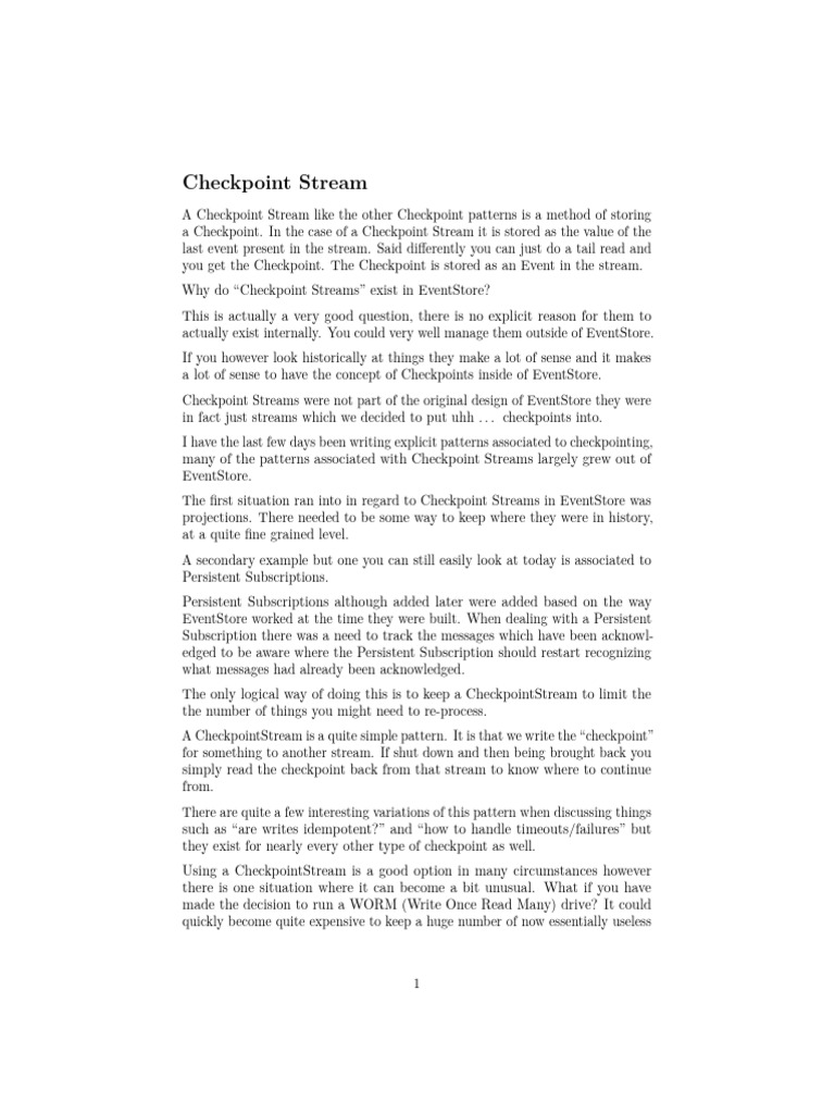 Checkpoint Stream | PDF | Computing