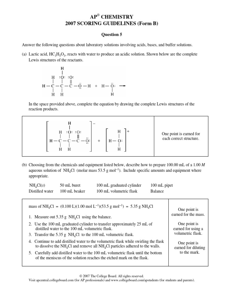 Ap07 Chemistry Form B q5 | PDF | Buffer Solution | Ph