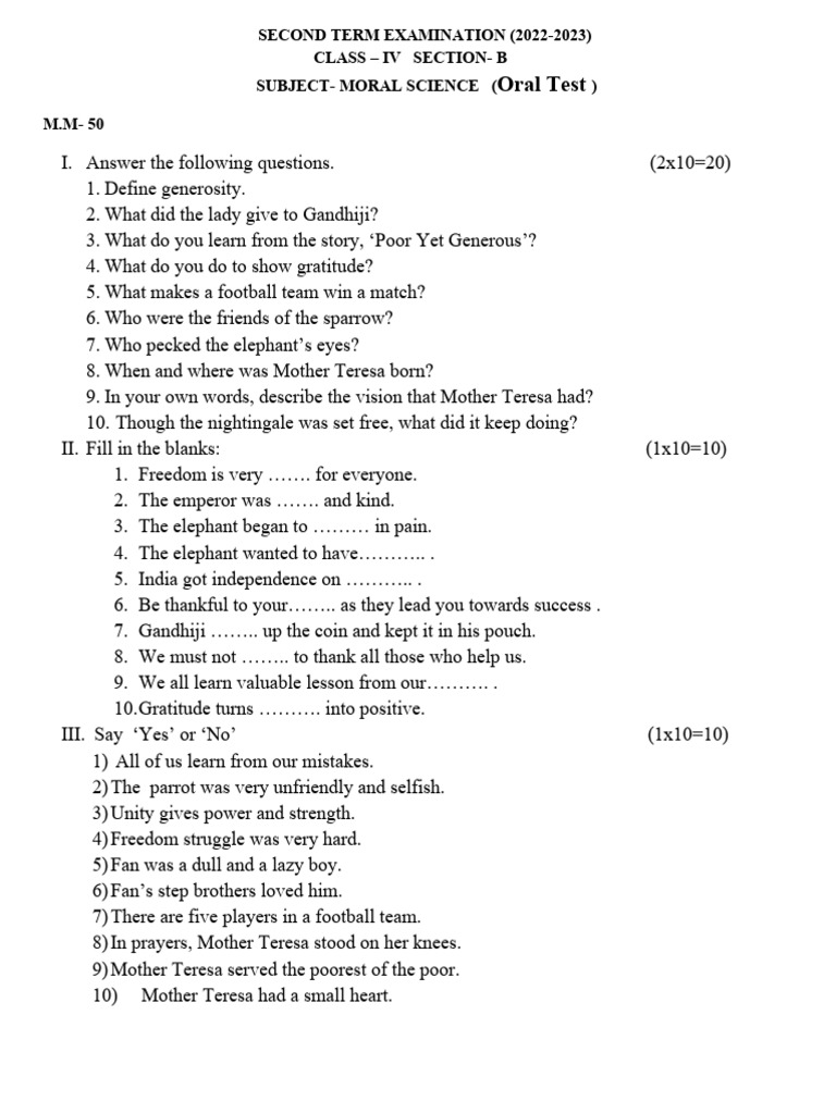 Moral Science Iv B | PDF