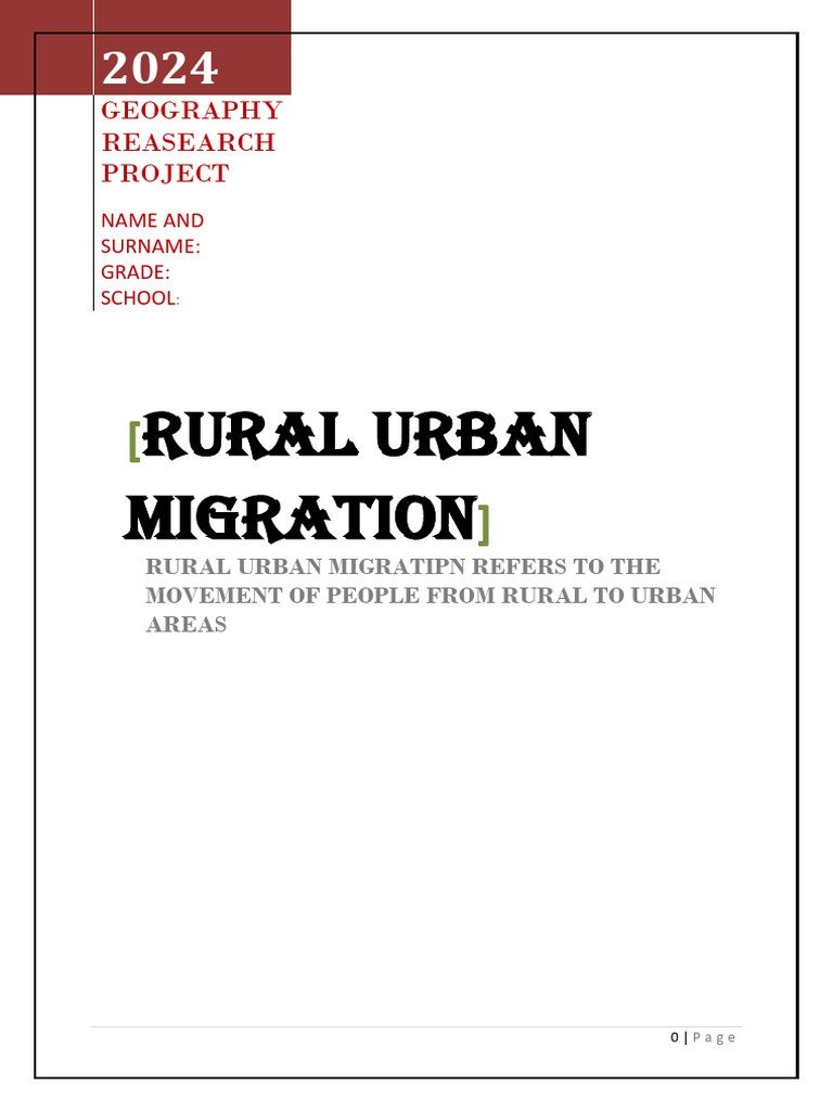 Rural Urban Migration | PDF | Human Migration | Urbanization