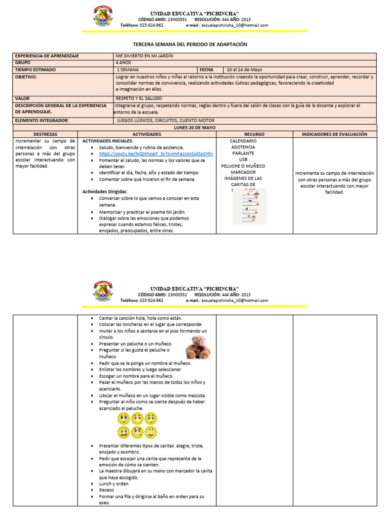 Planificación de Adaptación Semana3 (Inicial2) | PDF | Ciencia cognitiva | Conceptos psicologicos