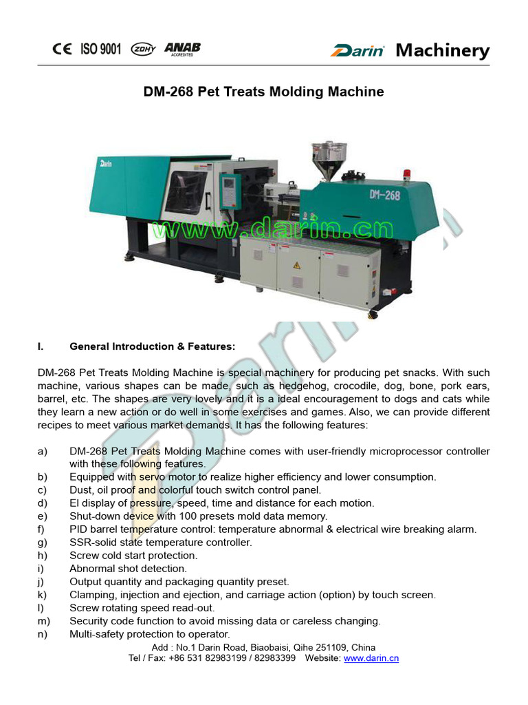 Darin - DM-268 Pet Treats Molding Machine | PDF | Mechanical ...