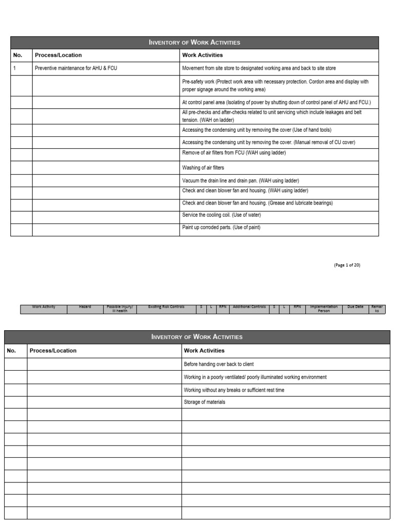 Preventive Maintenance For Ahu Fcu Pdf Personal Protective