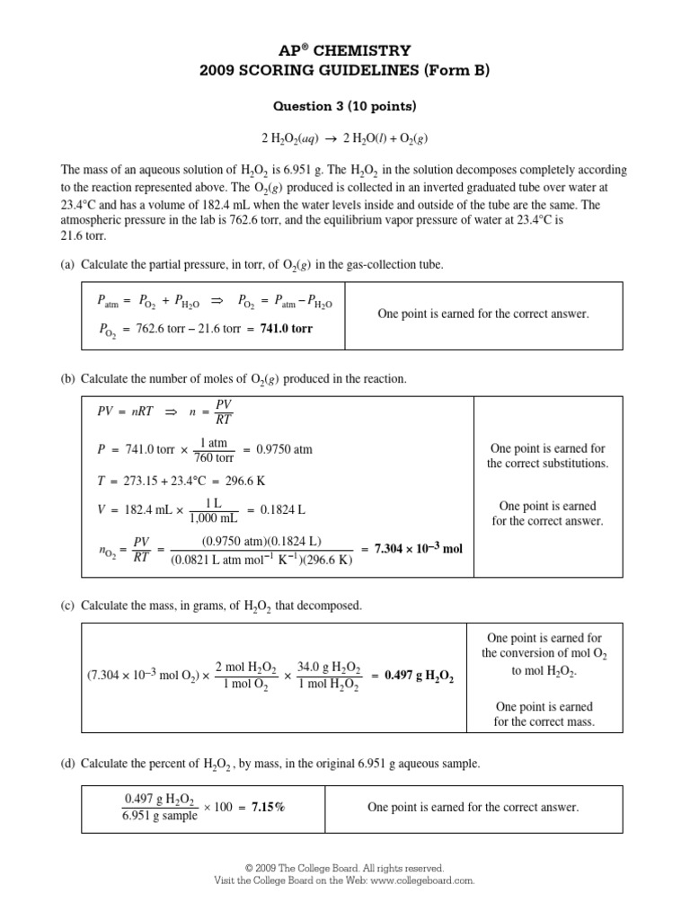 ap09_chemistry_form_b_q3 | PDF | Mole (Unit) | Scientific Phenomena