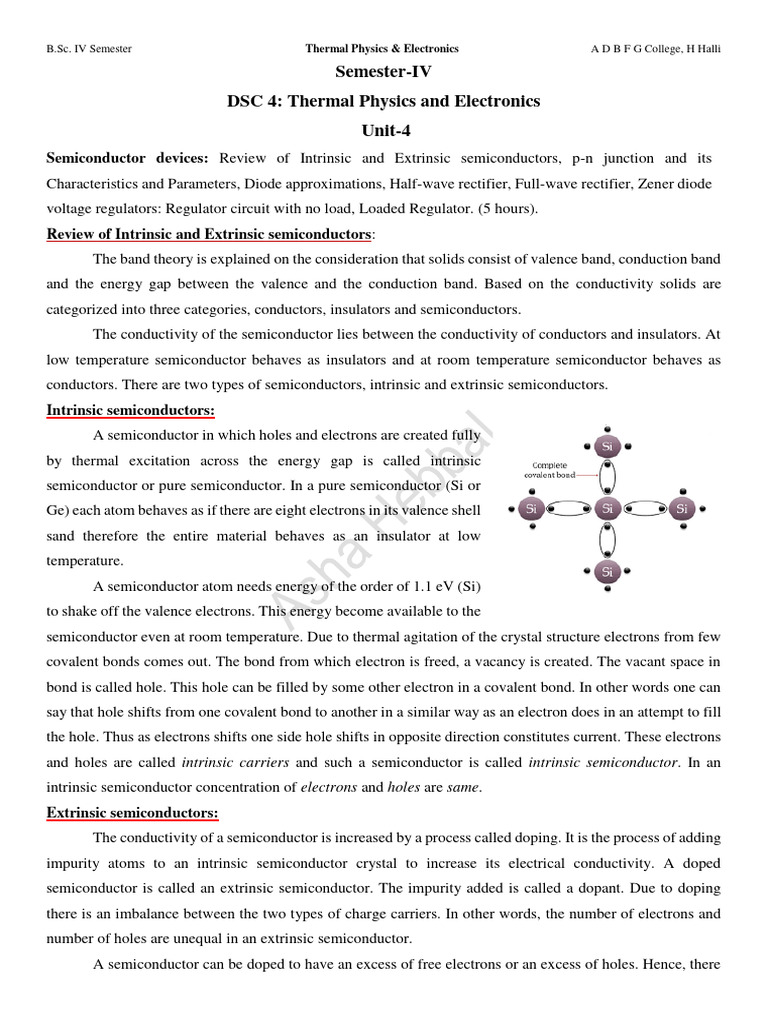 Unit-4 Semiconductor Devices | Download Free PDF | P–N Junction | Semiconductors