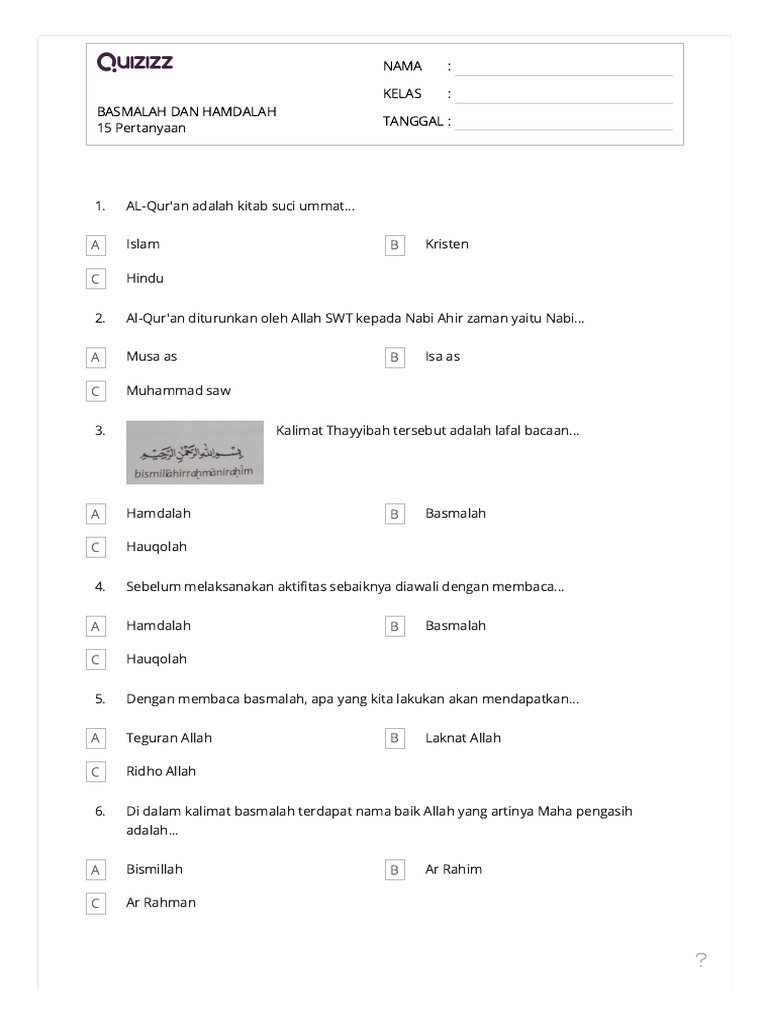 Basmalah Dan Hamdalah (Aa) | PDF | Agama & Spiritualitas