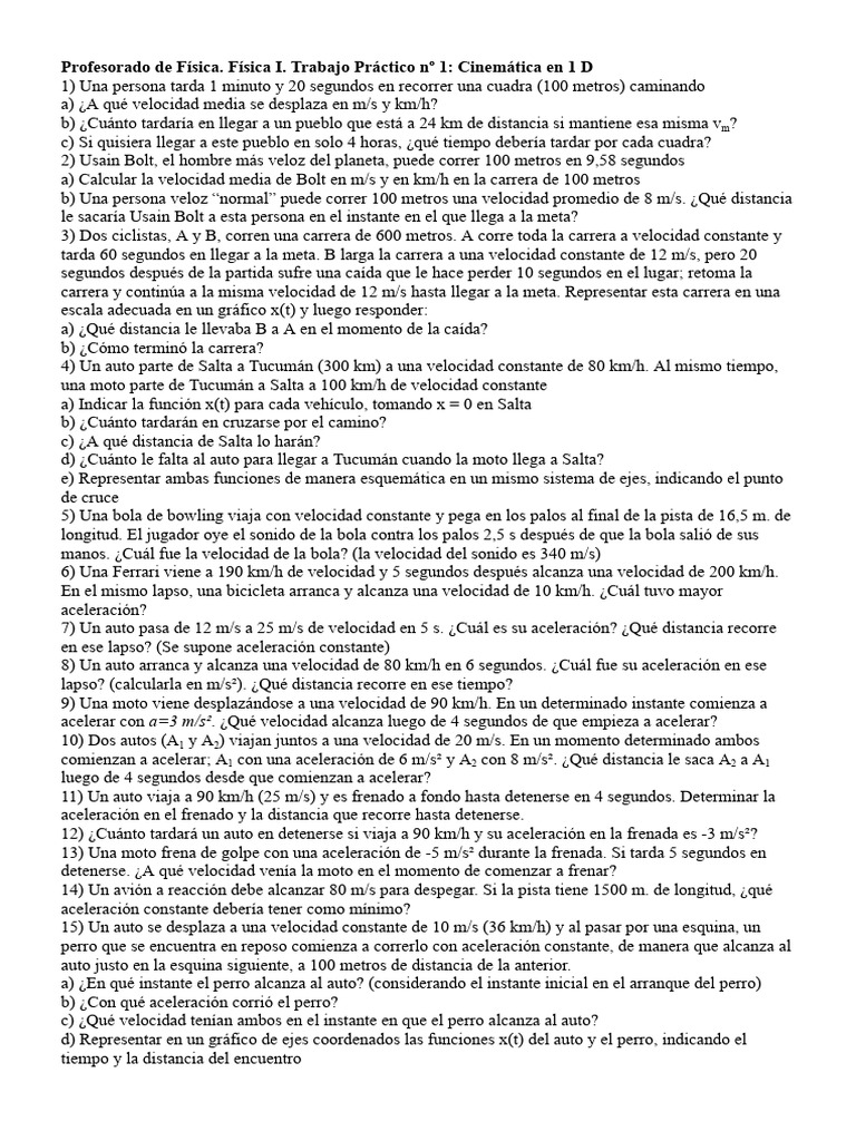 Pr-Ctica 1 - Cinem-Tica en 1 D | PDF | Velocidad | Aceleración