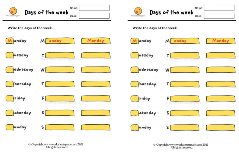 1. Days of Week | PDF