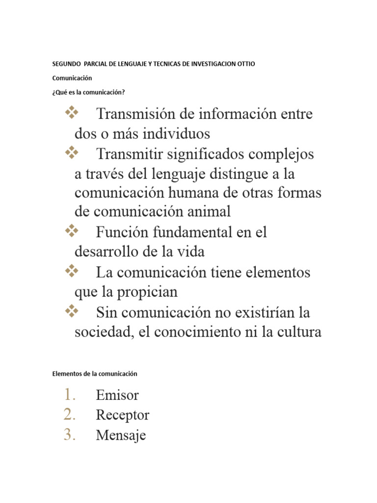 Segundo Parcial de Lenguaje y Tecnicas de La Comunicación Ottio | PDF | Comunicación | Sustantivo