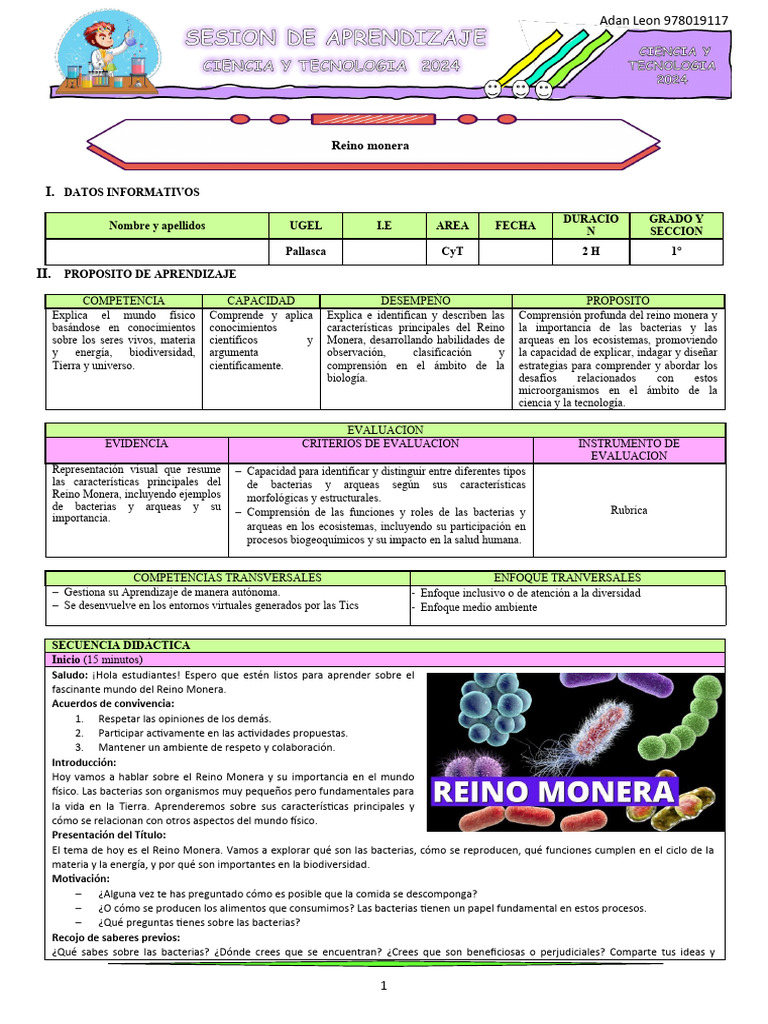 1° SESION 01 CYT (1) | PDF | Organismos | Las bacterias