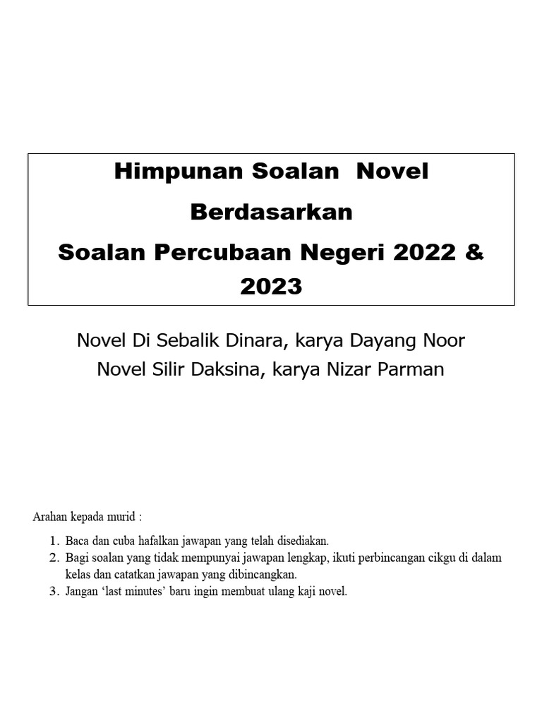Himpunan-Soalan-Novel-BM-2023 | PDF