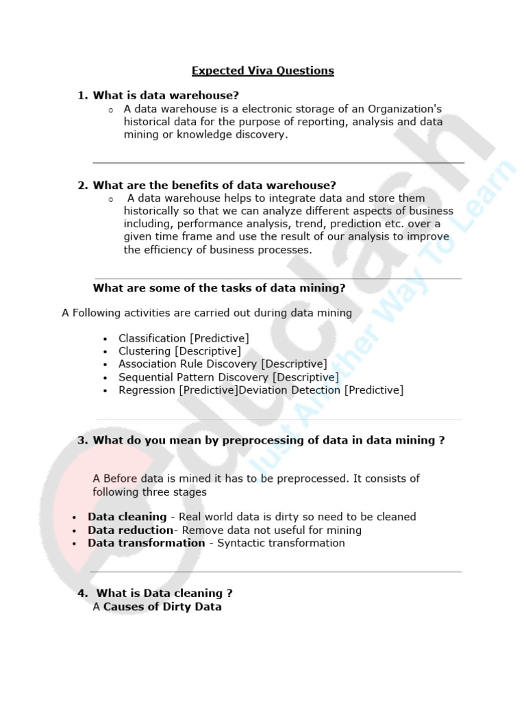DMBI Viva | PDF | Data Warehouse | Data Mining DMBI Viva | PDF | Data Warehouse | Data Mining