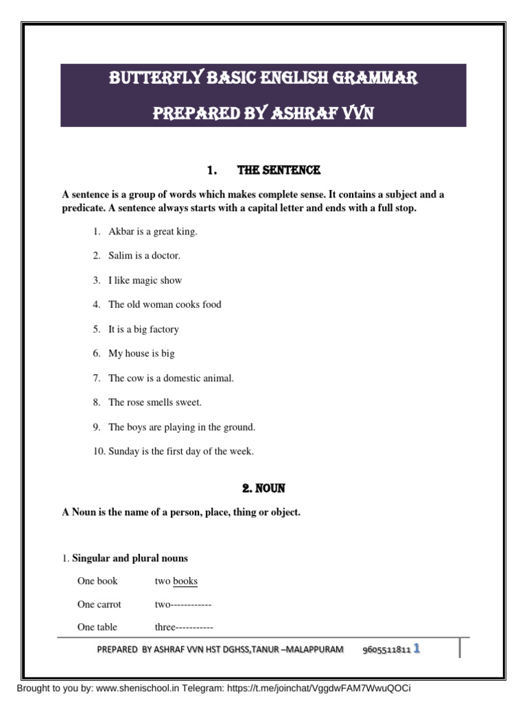 Basic English Grammar Exercises | PDF | English Grammar | Sentence (Linguistics)