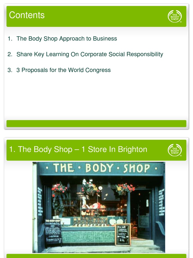 The Body Shop's CSR and Global Proposals | PDF | Corporate Social ...